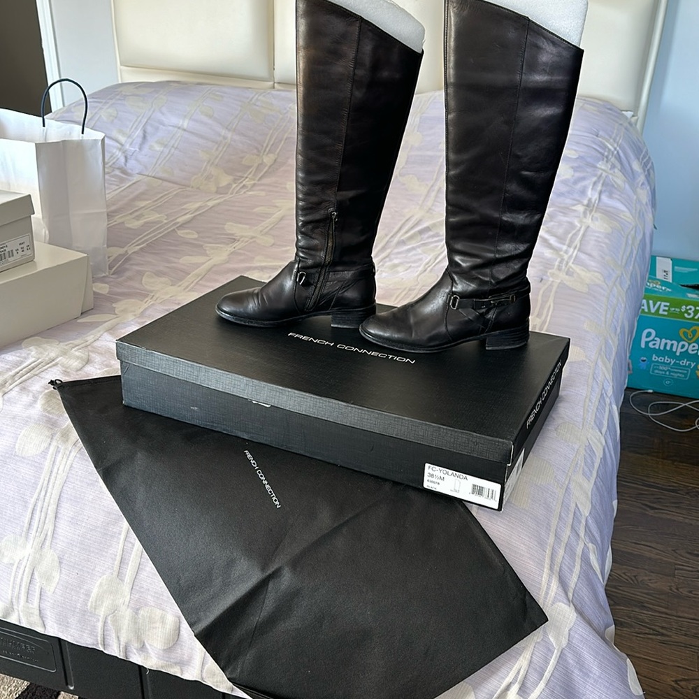 French Connection, Yolanda, Black Riding Boots, Size … - Gem